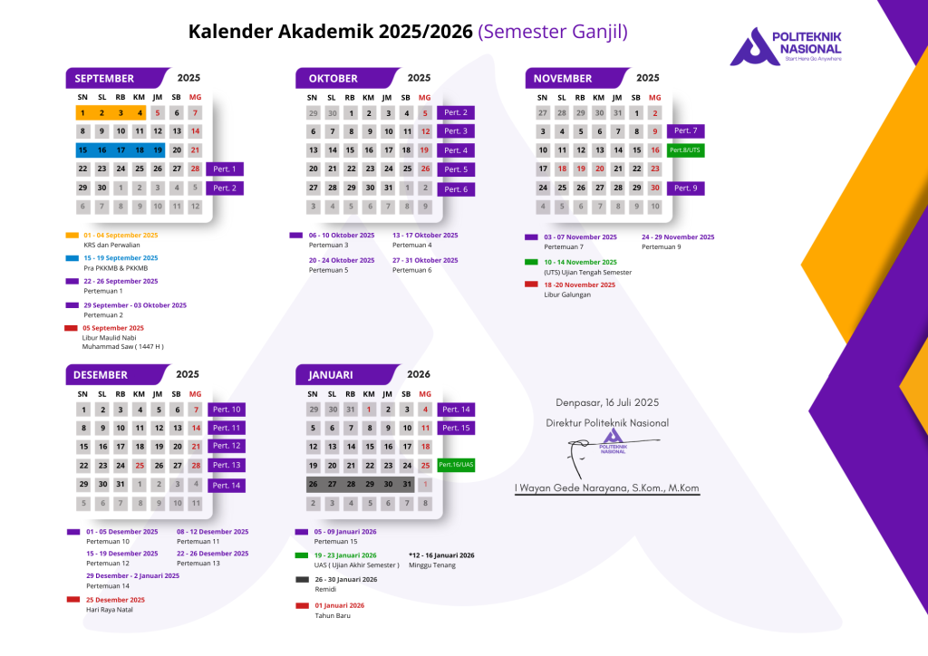 Kalender Akademik - Politeknik Nasional - Start Here, Go Anywhere